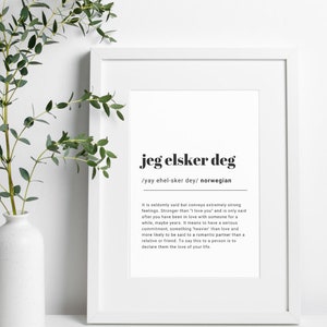 Jeg Elsker Deg Norwegian DIGITAL Definition Print, Hygge Print, Norway ...