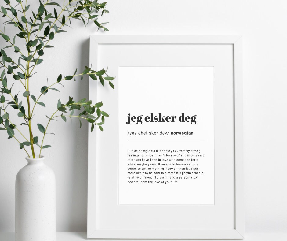 Jeg Elsker Deg Norwegian DIGITAL Definition Print, Hygge Print, Norway ...