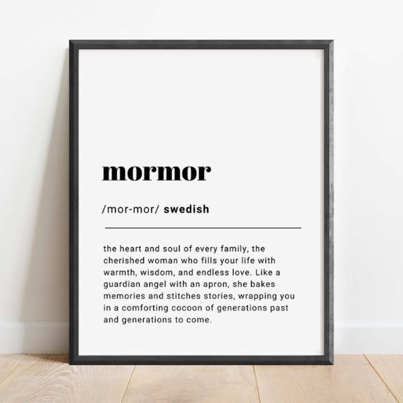 Mormor Swedish DIGITAL Definition Print, Grandmother Gift, Swedish ...