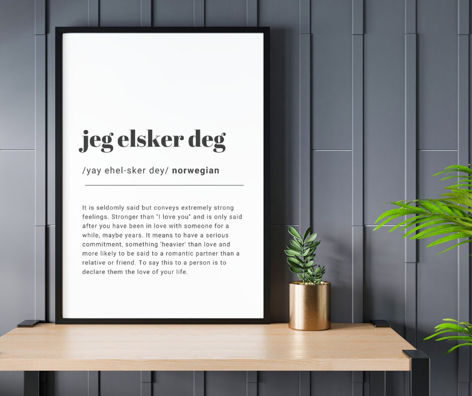 Jeg Elsker Deg Norwegian DIGITAL Definition Print, Hygge Print, Norway ...