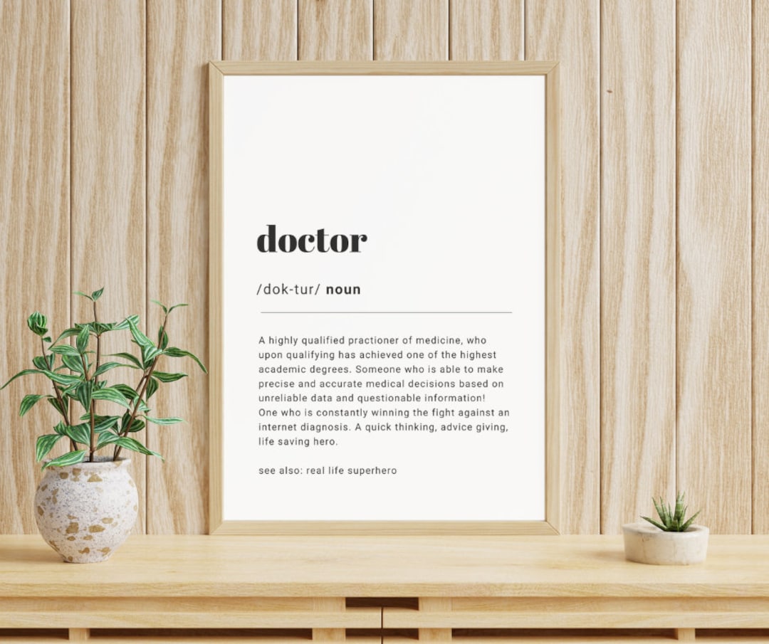 Doctor Definition Print, Doctor Gift, Healthcare Gift, Gifts for Drs ...