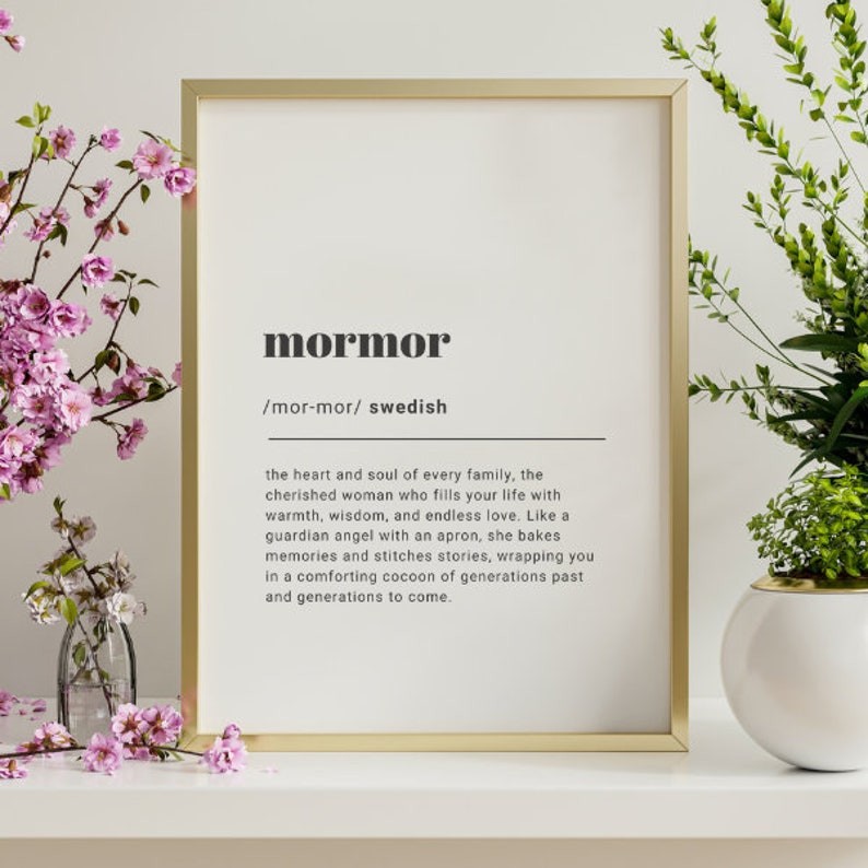 Mormor Swedish DIGITAL Definition Print, Grandmother Gift, Swedish ...