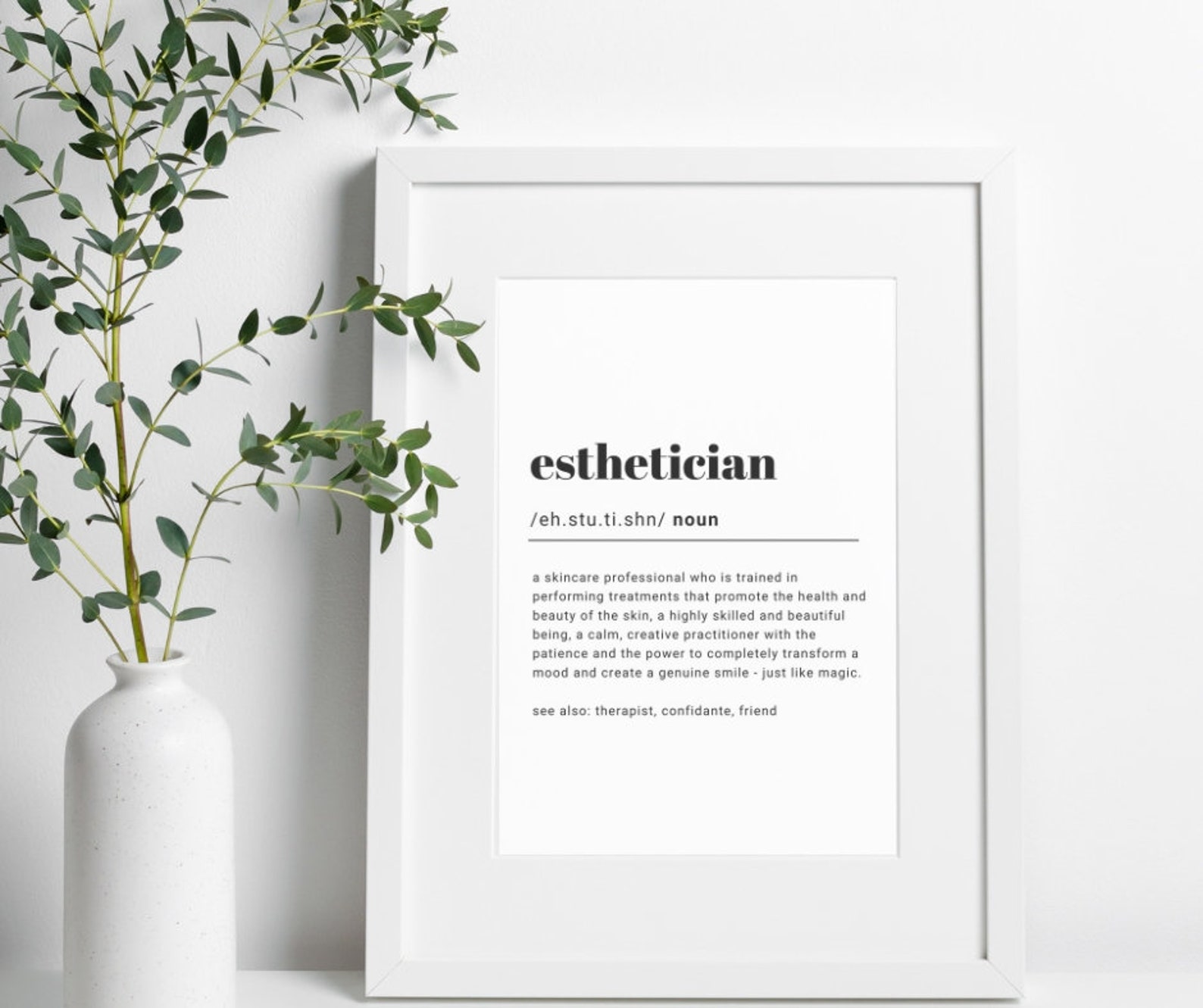 Esthetician Definition Print, Dictionary Poster, Quote Wall Art ...