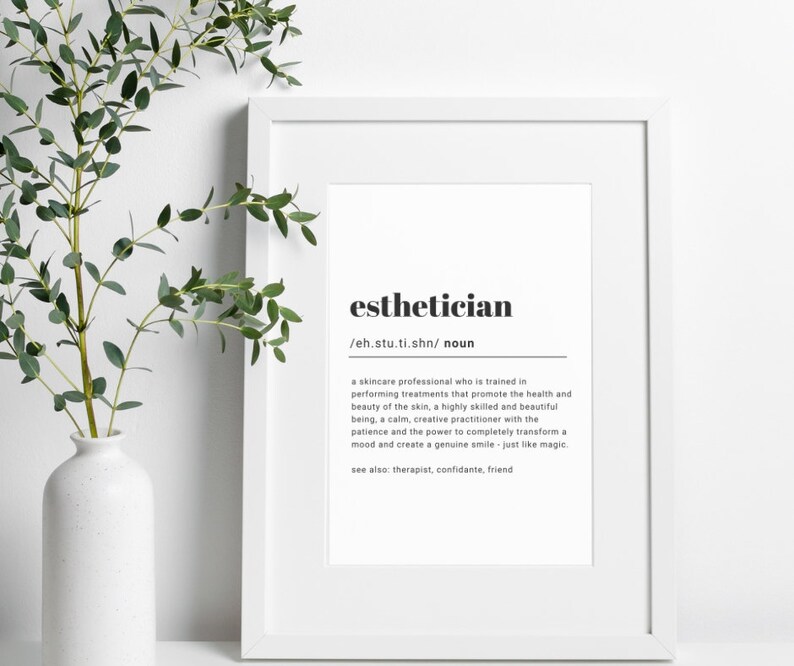 Esthetician Definition Print, Dictionary Poster, Quote Wall Art ...