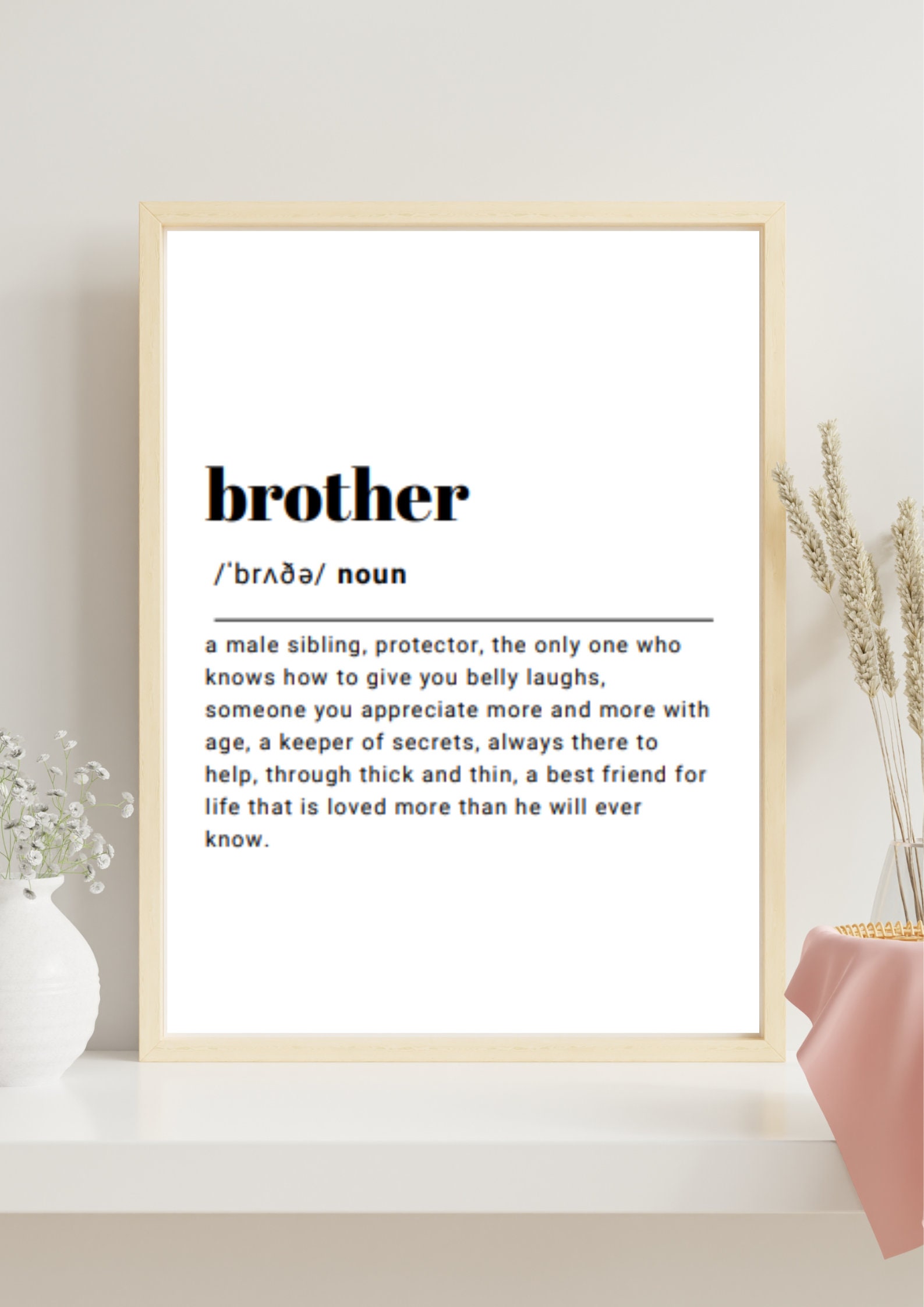BROTHER DEFINITION PRINT Wall Art Print Brother Gift Brother Print ...