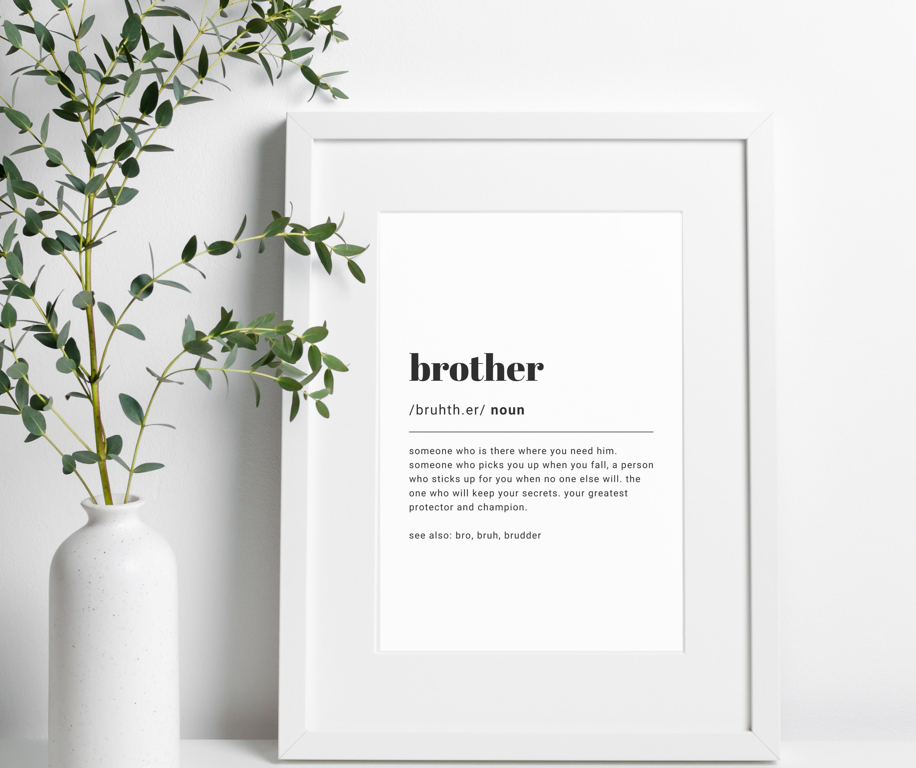 Brother Definition Print, Dictionary Poster, Quote Wall Art, Little ...