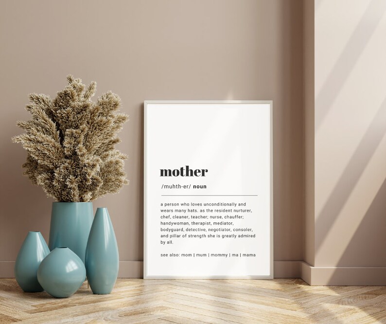 Mother Definition Print Mummy Mum Mom Mama Personalised Definition Wall ...