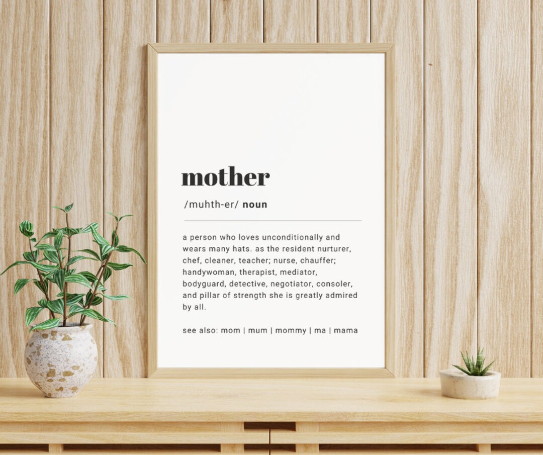 Mother Definition Print Mummy Mum Mom Mama Personalised Definition Wall ...