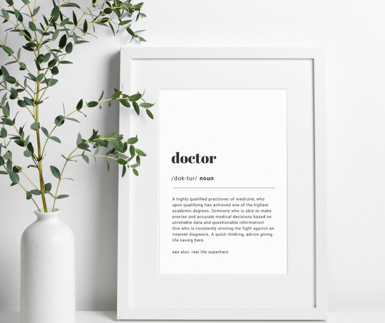Doctor Definition Print Doctor Gift Healthcare Gift Gifts - Etsy