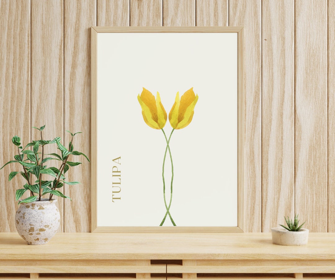 Tulip Print, Bright Colour Pop Art Wall Art, Yellow Tulip Flower Market ...