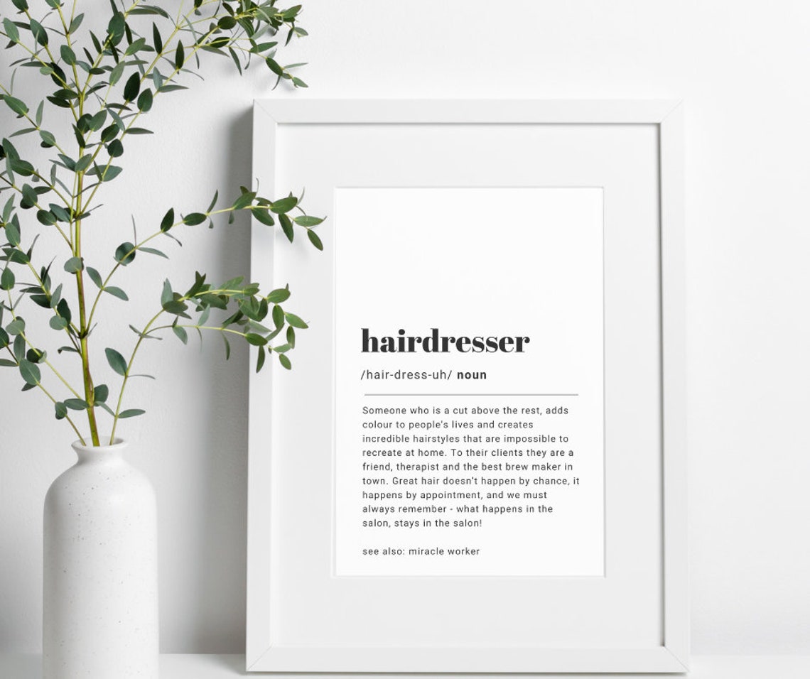 Hairdresser Definition Print, Hairdresser Gifts, Salon Decor, Salon ...