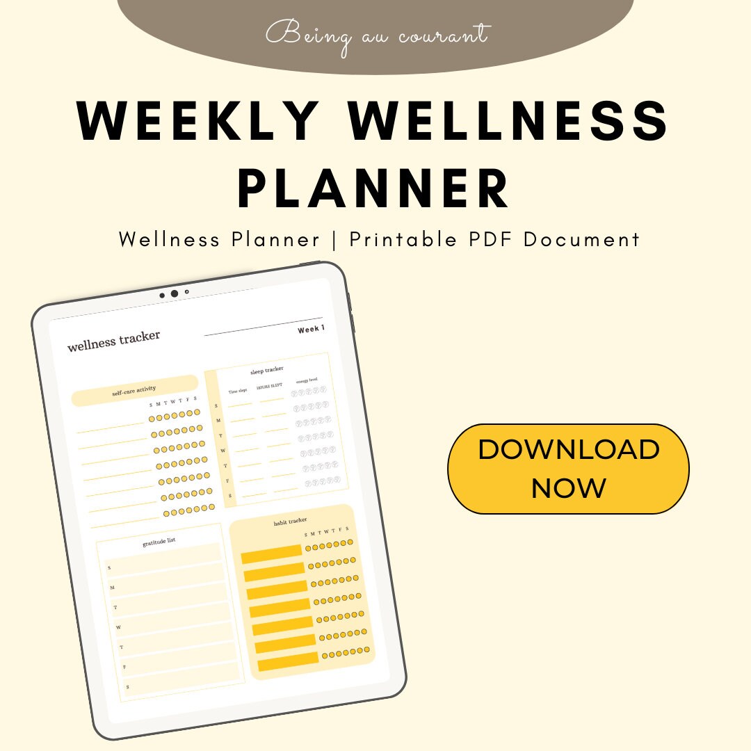 Weekly Wellness Planner Tracker Template Printable Self Care Tracker ...