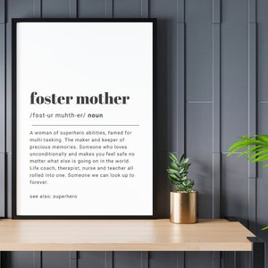 Foster Mum Definition DIGITAL Wall Art Print, Mothers Day Gifts, Foster ...