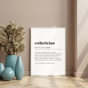 Esthetician Definition Print, Dictionary Poster, Quote Wall Art ...