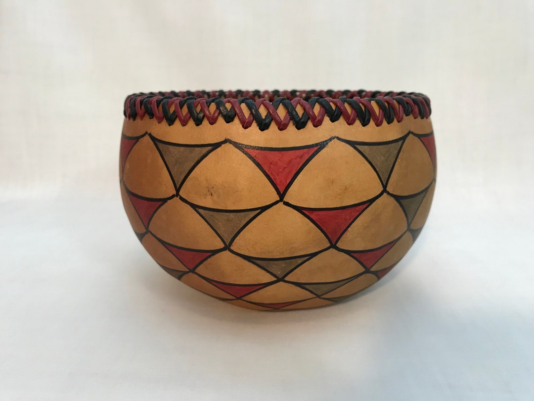 One of a Kind, 17BR, Art Gourd, Leather Lacing - Etsy New Zealand