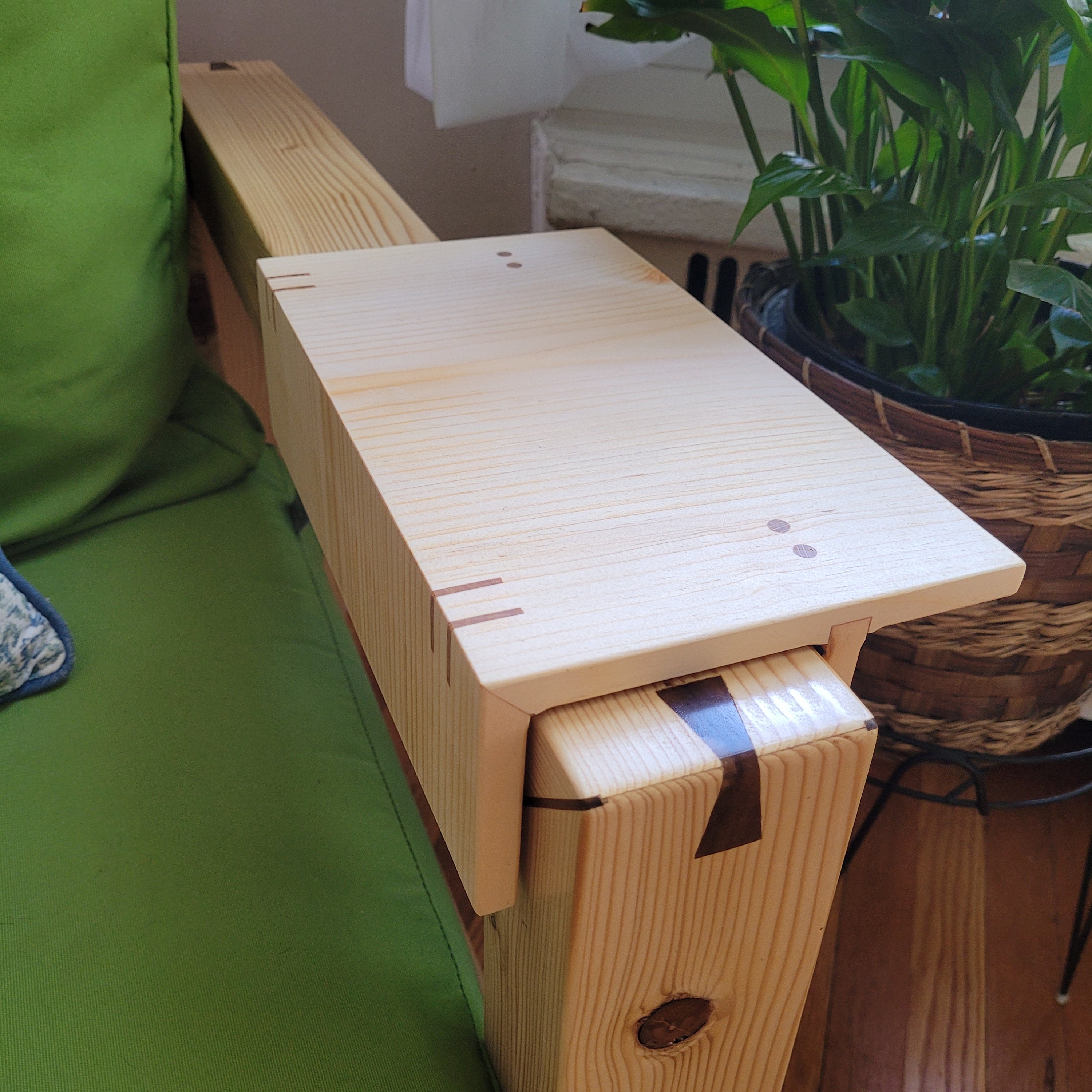 Handmade Wooden Couch Arm Table With Ledge Extension - Etsy