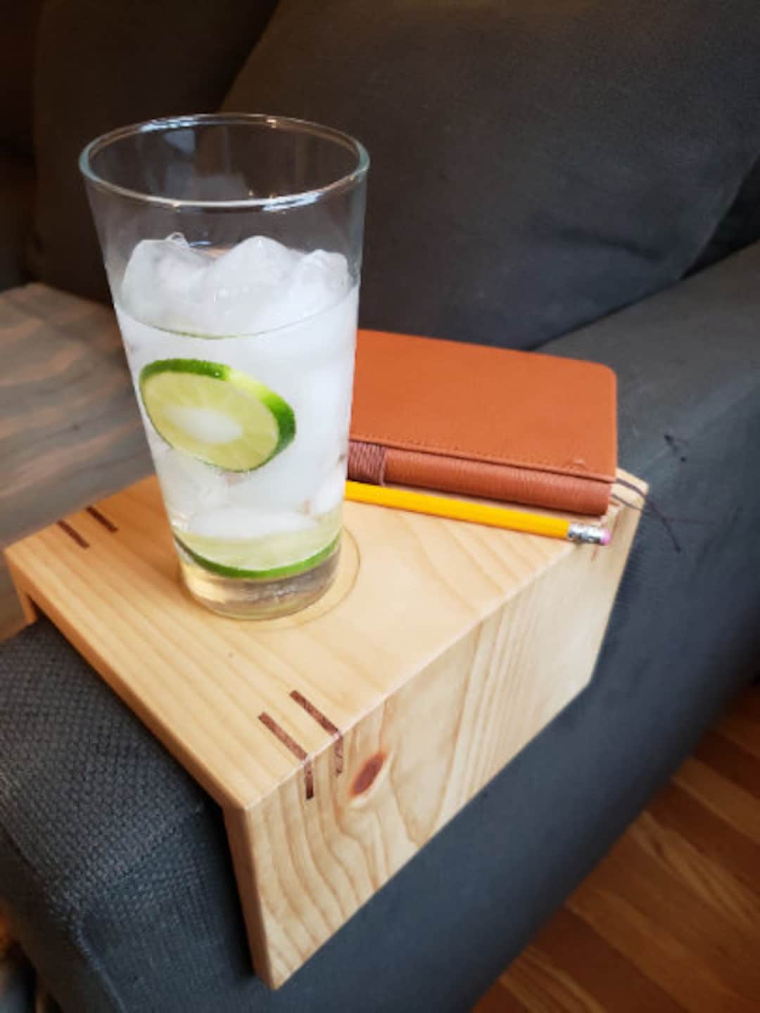 Handmade Wood Couch Arm Table. Custom. Sofa Arm Table. Sofa Arm Tray ...