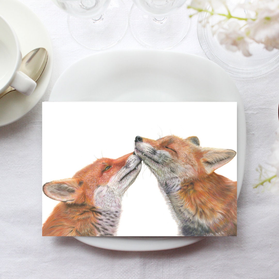 Foxes Greeting Card A5 Blank Vixen British Woodland - Etsy