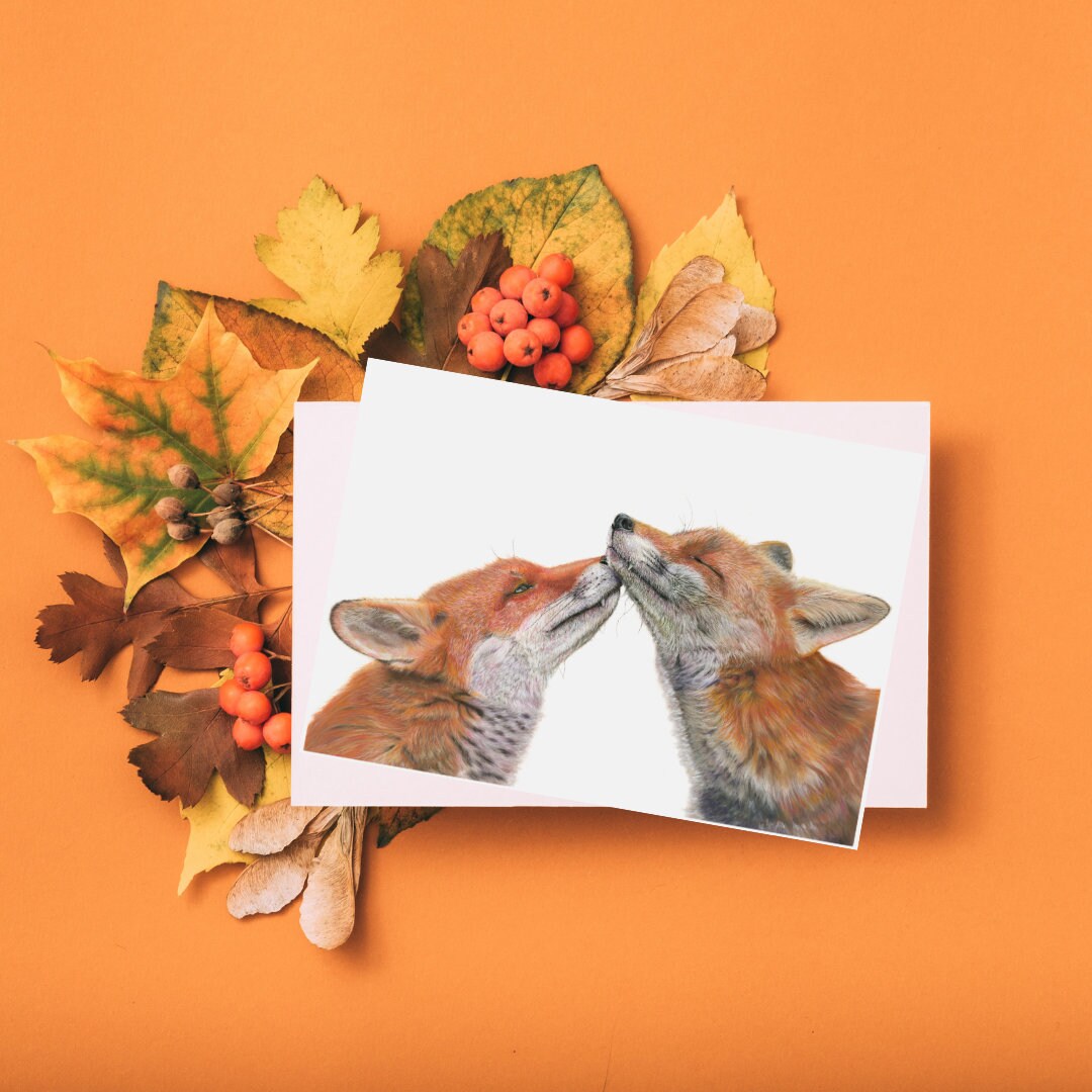 Foxes Greeting Card A5 Blank Vixen British Woodland - Etsy UK