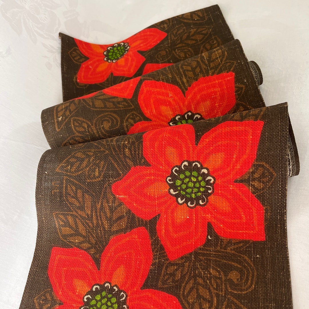 Handprinted Swedish Christmas Table Runner in Jute. Designed - Etsy