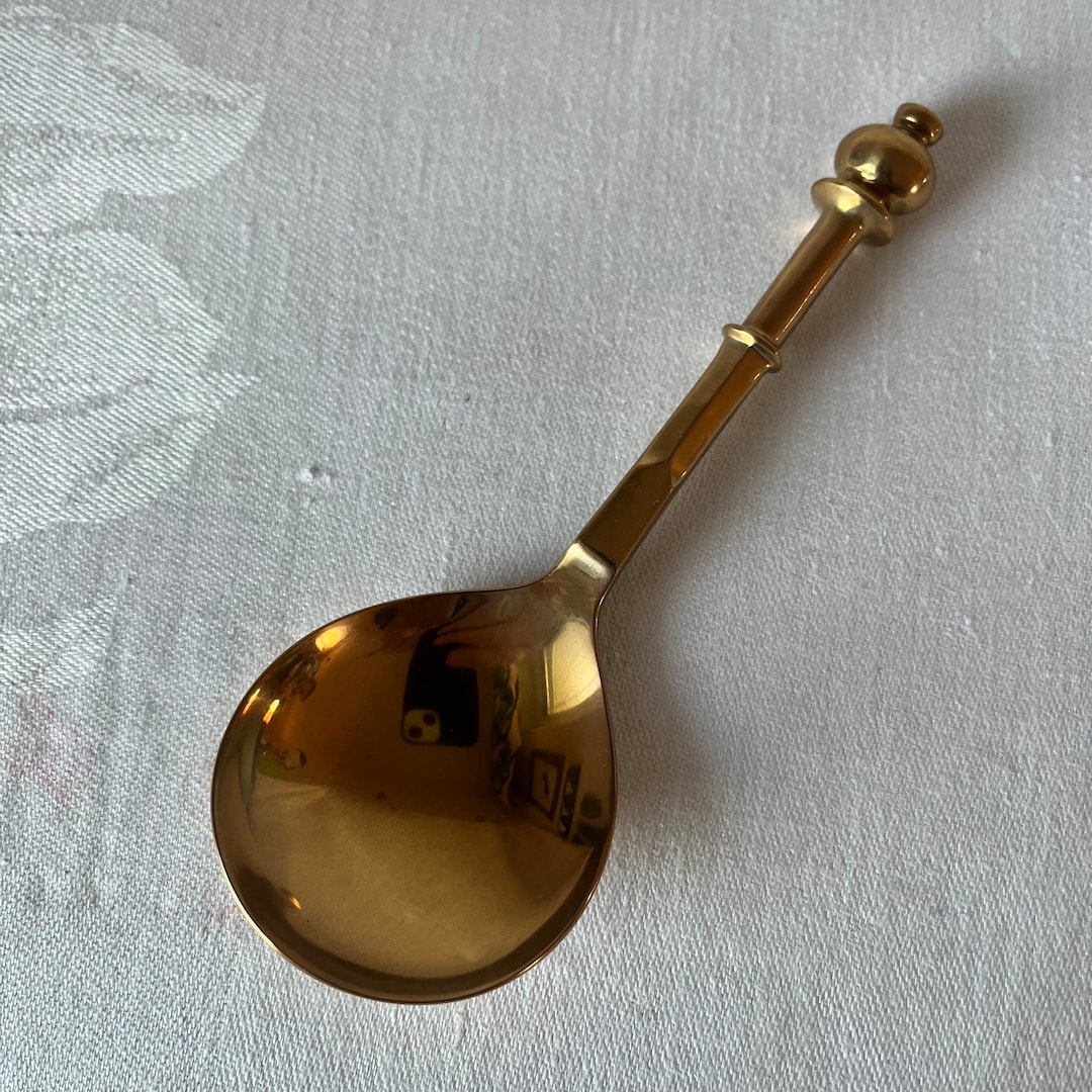 Vintage Brass Spoon. Small Serving Spoon. 1980's. Original Box. Made by ...