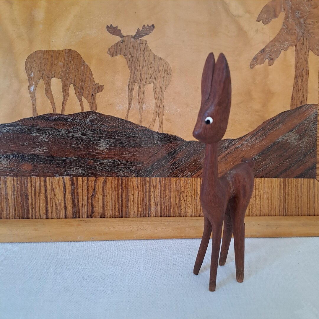Teak Baby Deer. Wooden Bambi Deer. Hand Carved Baby Bambi. Thin Leg ...
