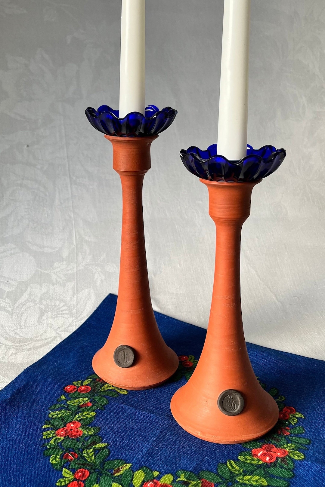 Cobalt Blue Vintage 2-piece Set of Glass Bobeches. Made of Thick Glass ...