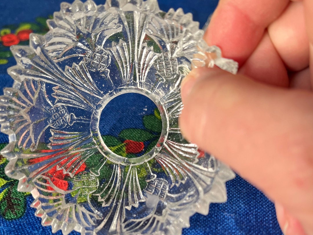 2-piece Set of Vintage Clear Glass Bobeches. Made of Thick Ornate Glass ...