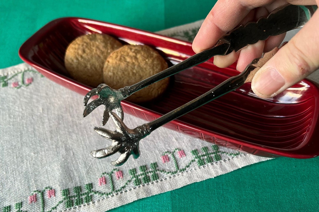 Silver Plated Big Tong for Pastries. Engraved Pattern on Handle. Claws ...