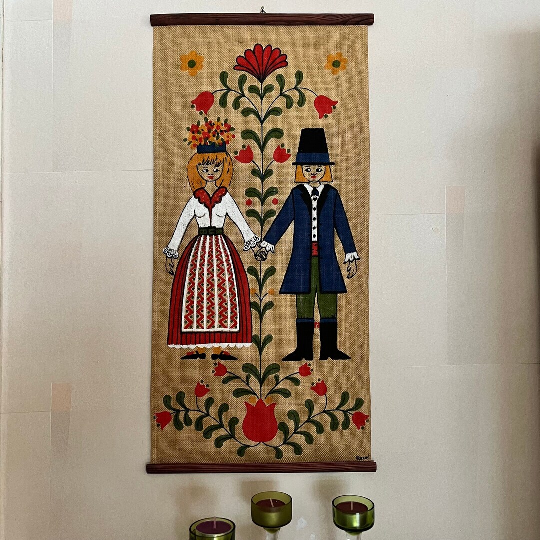 Wedding Couple Hand Printed Wall Hanging. Kurbits Pattern. Designed by ...