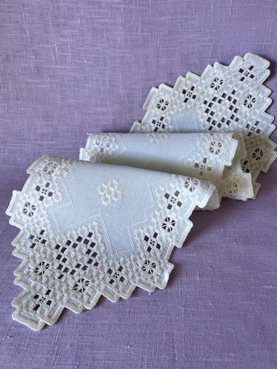 Vintage Hardanger Table Runner. Hand Embroidered. Swedish Made ...
