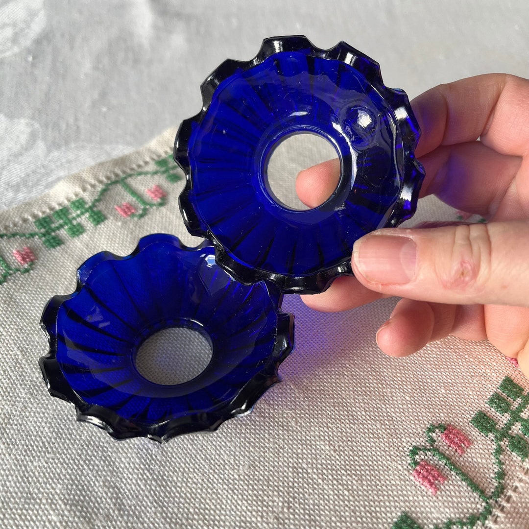 Cobalt Blue Vintage 2-piece Set of Glass Bobeches. Made of Thick Glass ...