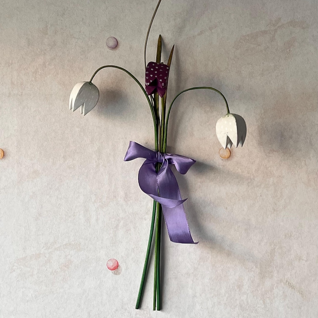 Hand Crafted Wooden Lily Bouquet. Vintage Swedish Folk Art Flowers and ...