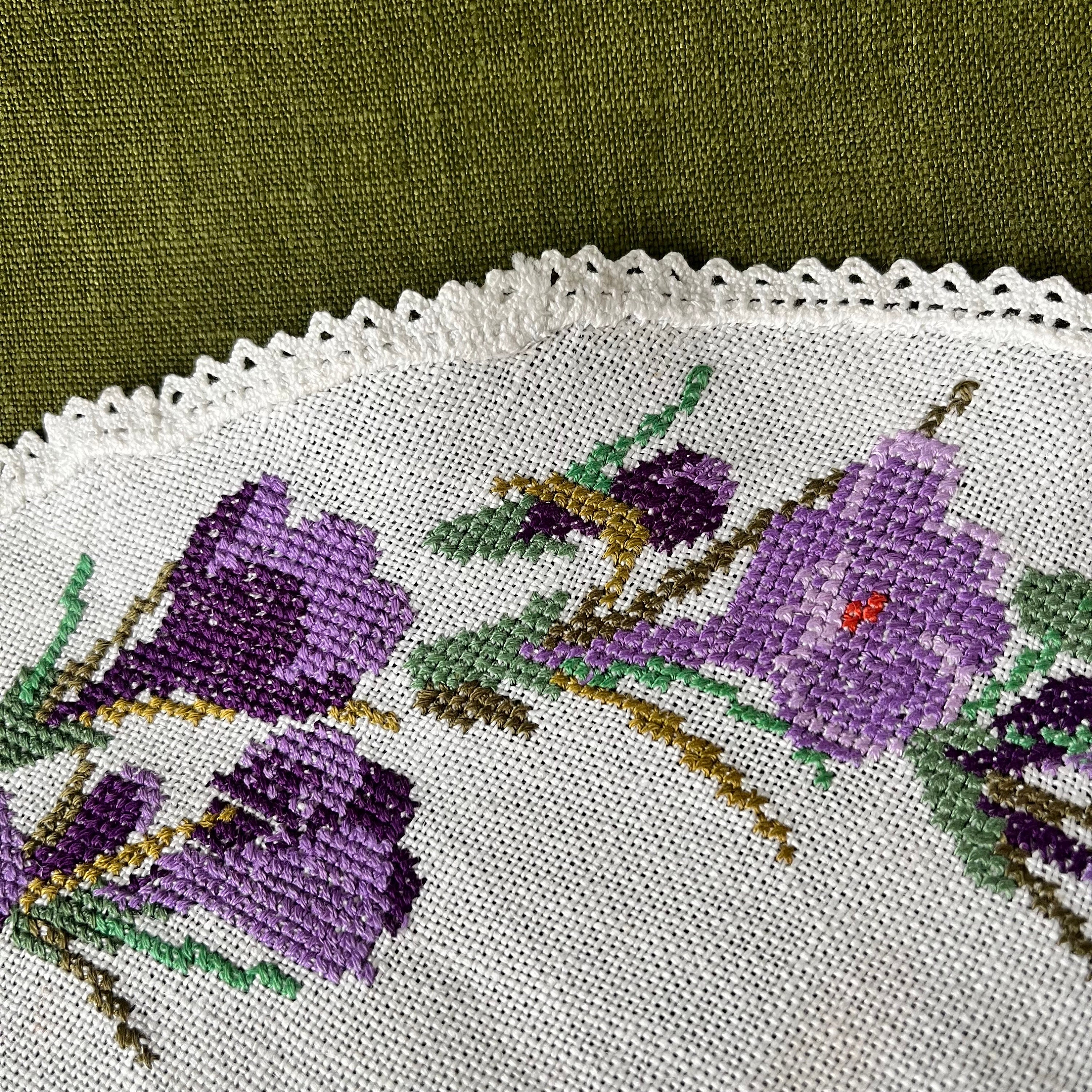 Swedish Hand Embroidered Vintage Round Tablecloth. Made With Cross ...