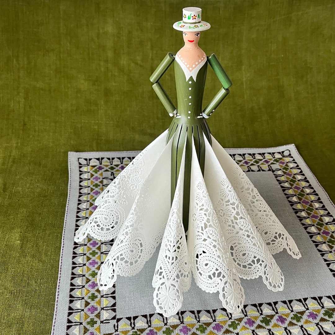 Wooden Lady Figurine Made as a Napkin Holder. Delivers With Thin Paper ...