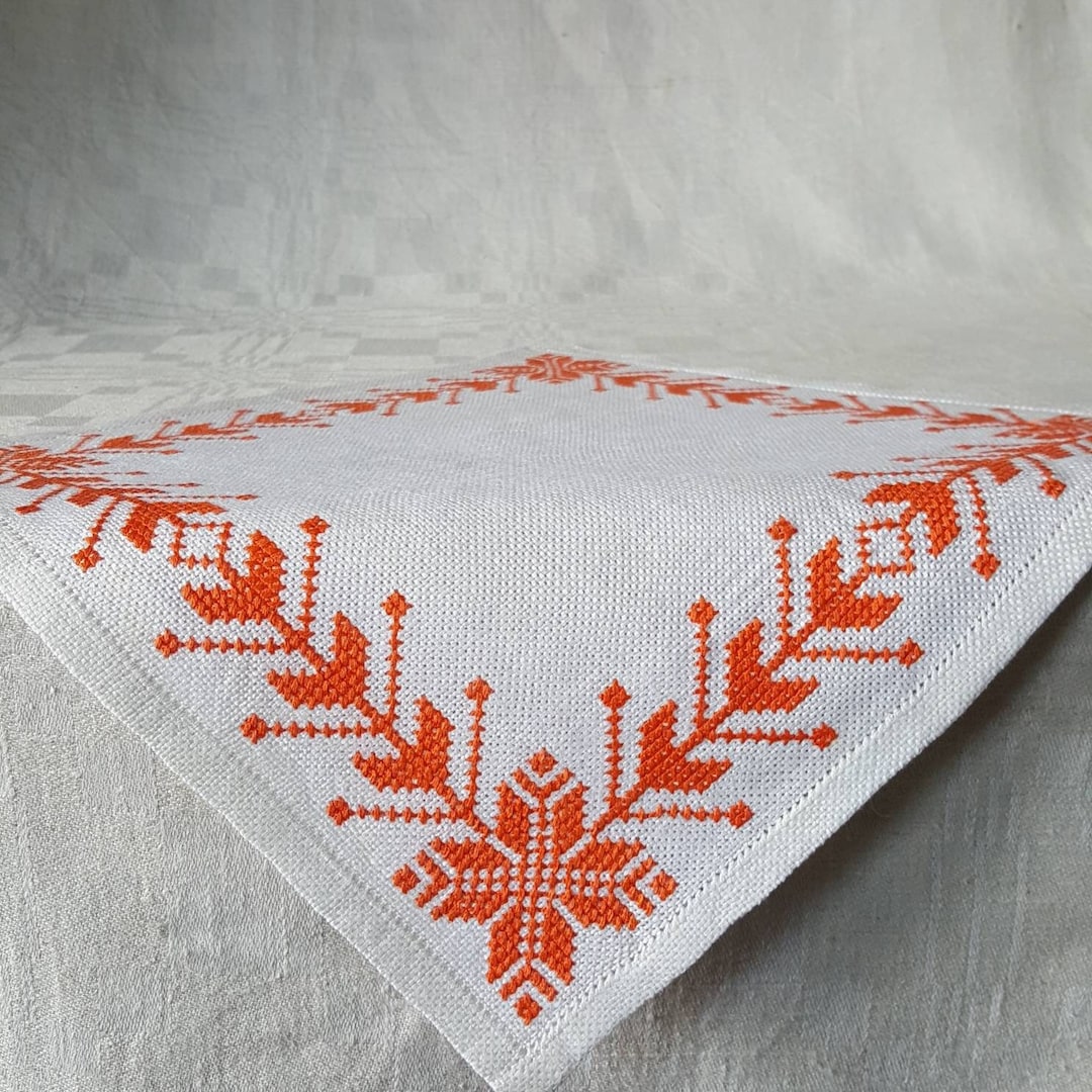 Swedish Hand Embroidered Vintage Small Tablecloth. Cross-stitches With ...