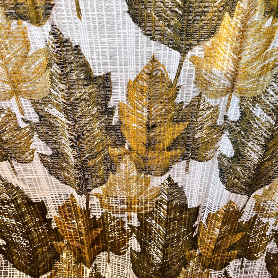 Pair of 1970s Sheer Long Curtains. Polyester. Net Curtains With Leaf ...