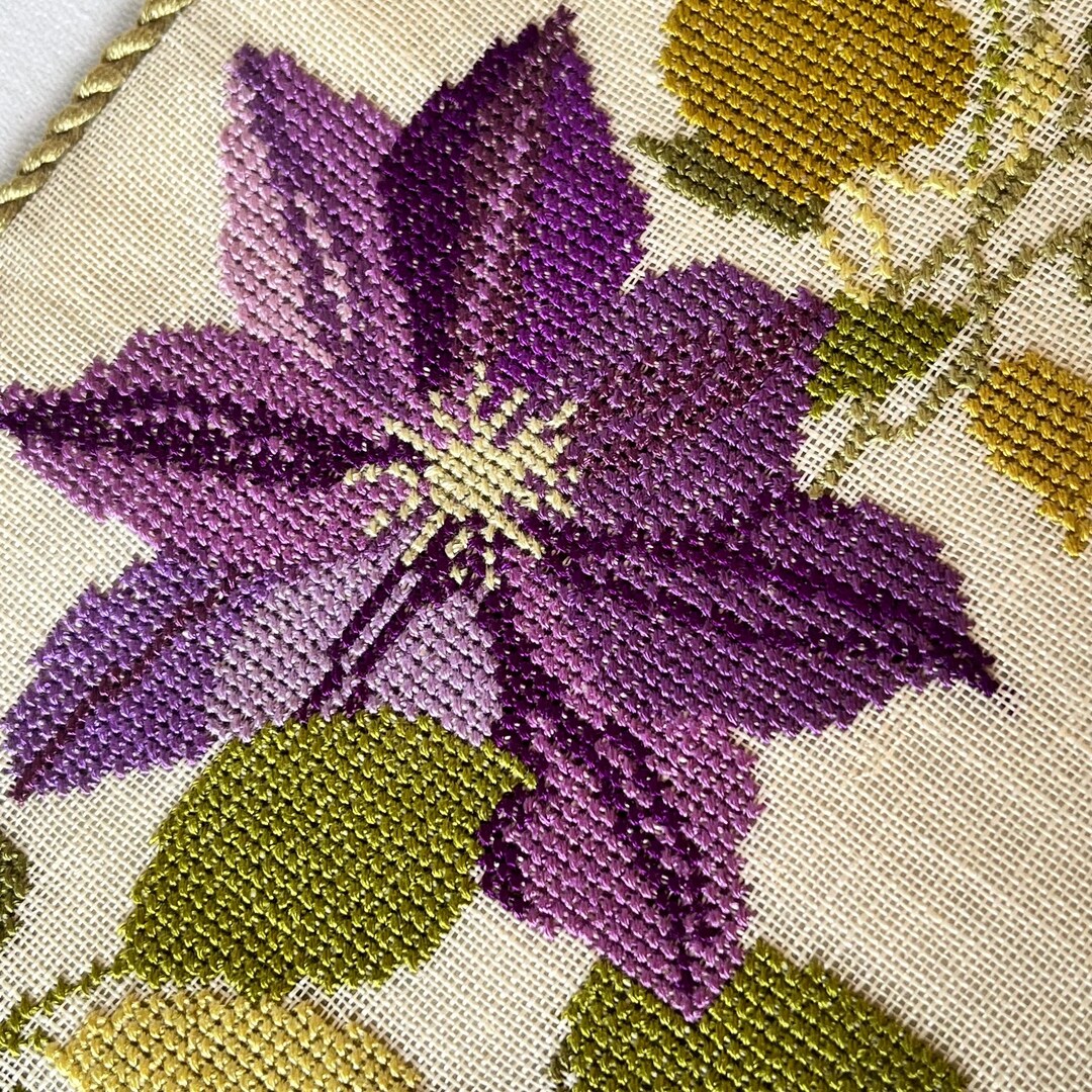 Cross-stitch Hand Embroidered Wall Hanging. Made on Linen With Cotton ...
