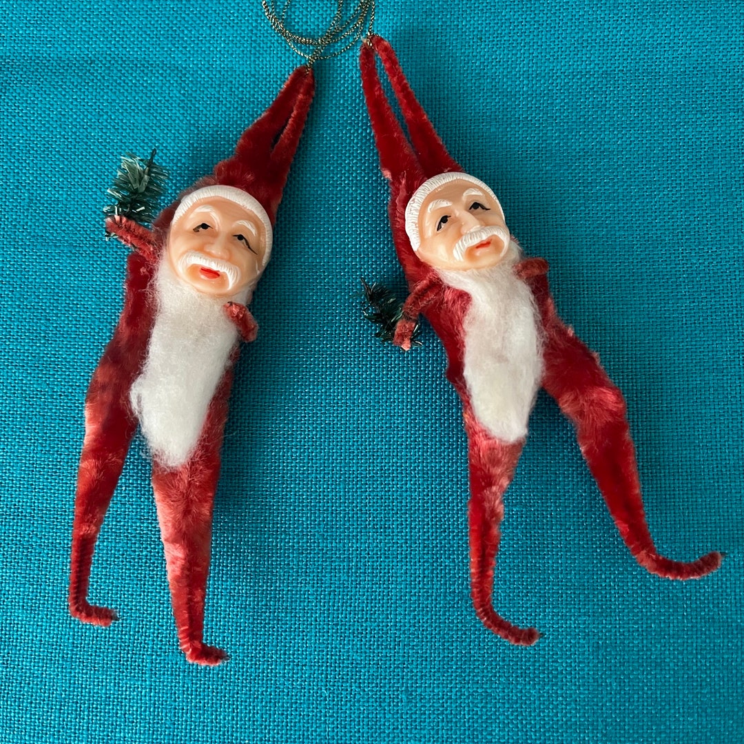2 Chenille Pipe Cleaner Christmas Ornaments. Usable as Package Ties ...