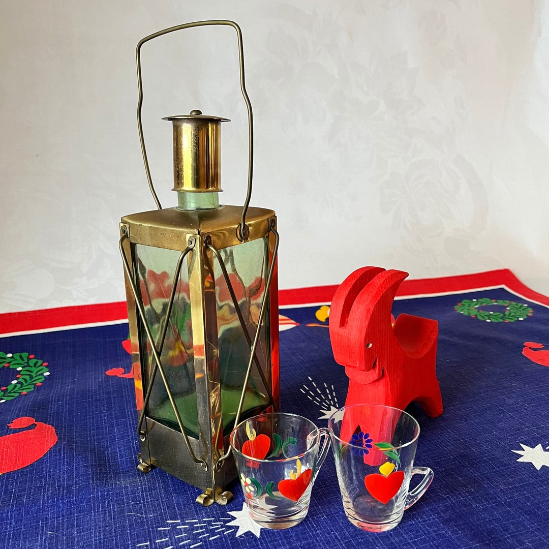 Brass and Glass Musical Decanter. Vintage Bottle Musical Player. Wind ...