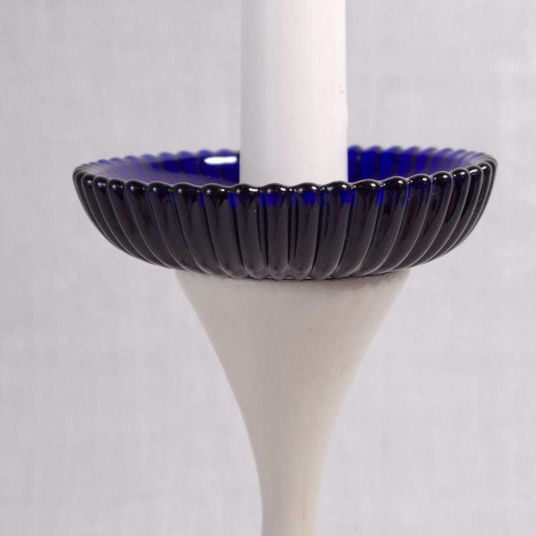 Cobalt Blue Vintage Glass Bobeche. 3 Candle Drip Guards. Thick Glass ...