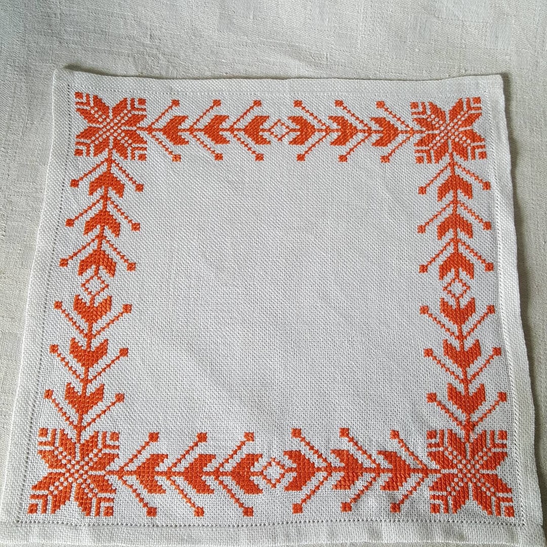Swedish Hand Embroidered Vintage Small Tablecloth. Cross-stitches With ...