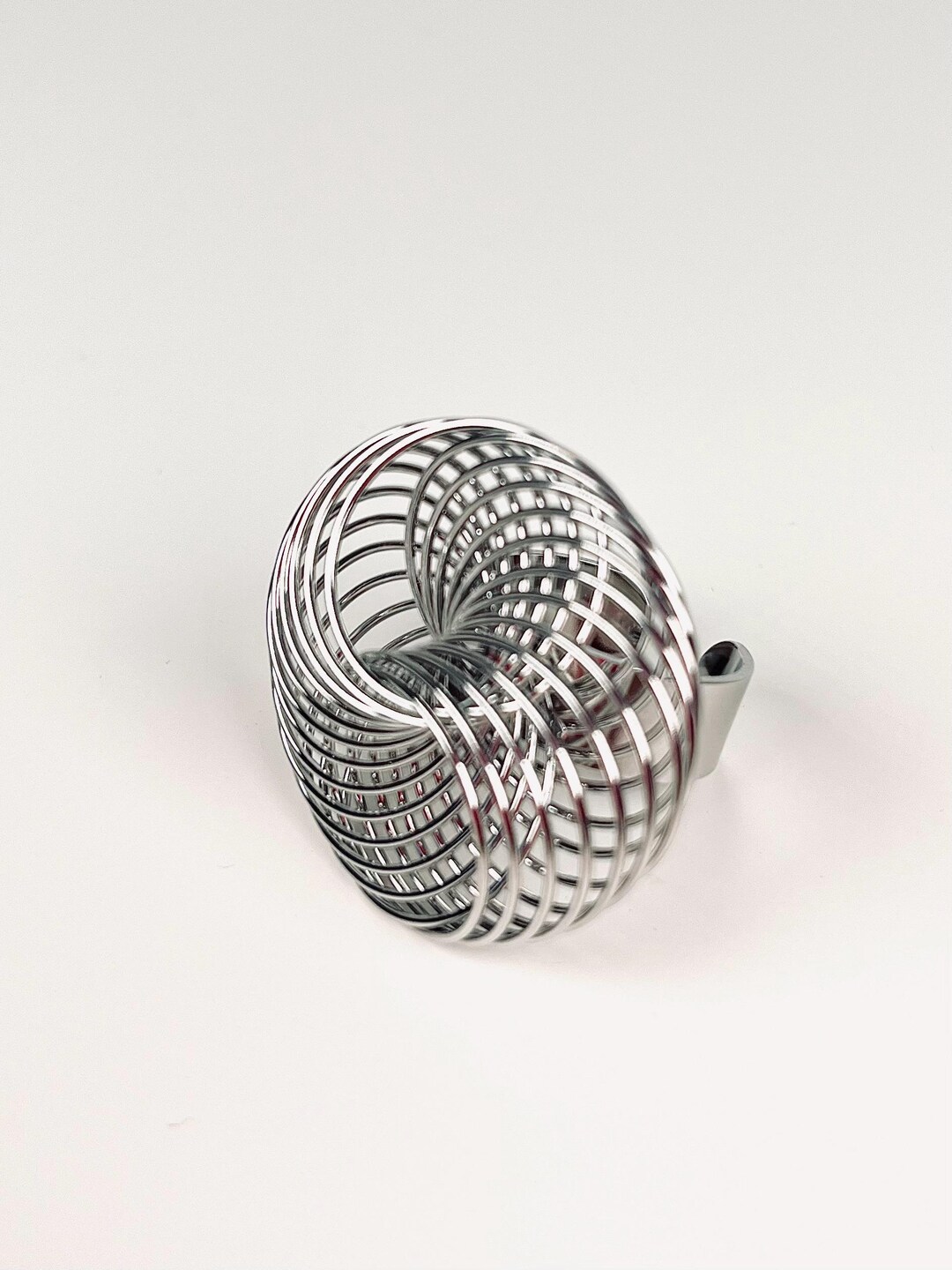 Silver Spiral Ring in Stainless Steel / Adjustable Ring / Large ...