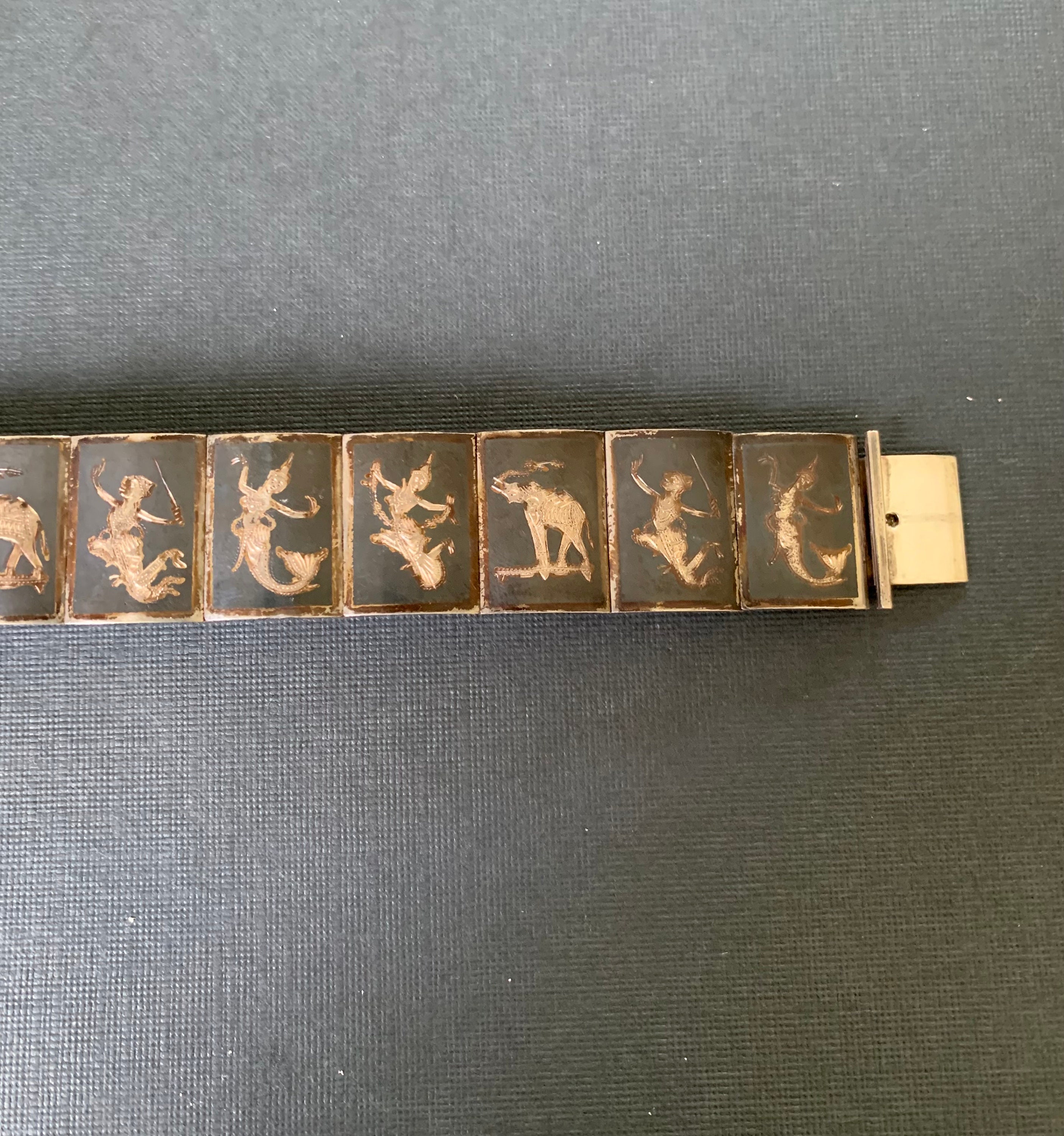 Sterling Silver Siam Dancer Bracelet, Siam Link Bracelet, Vintage Siam ...