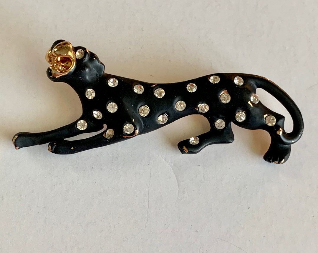 Vintage Puma Brooch With Rhinestones, Puma Brooch Pin, Gift for Animal ...