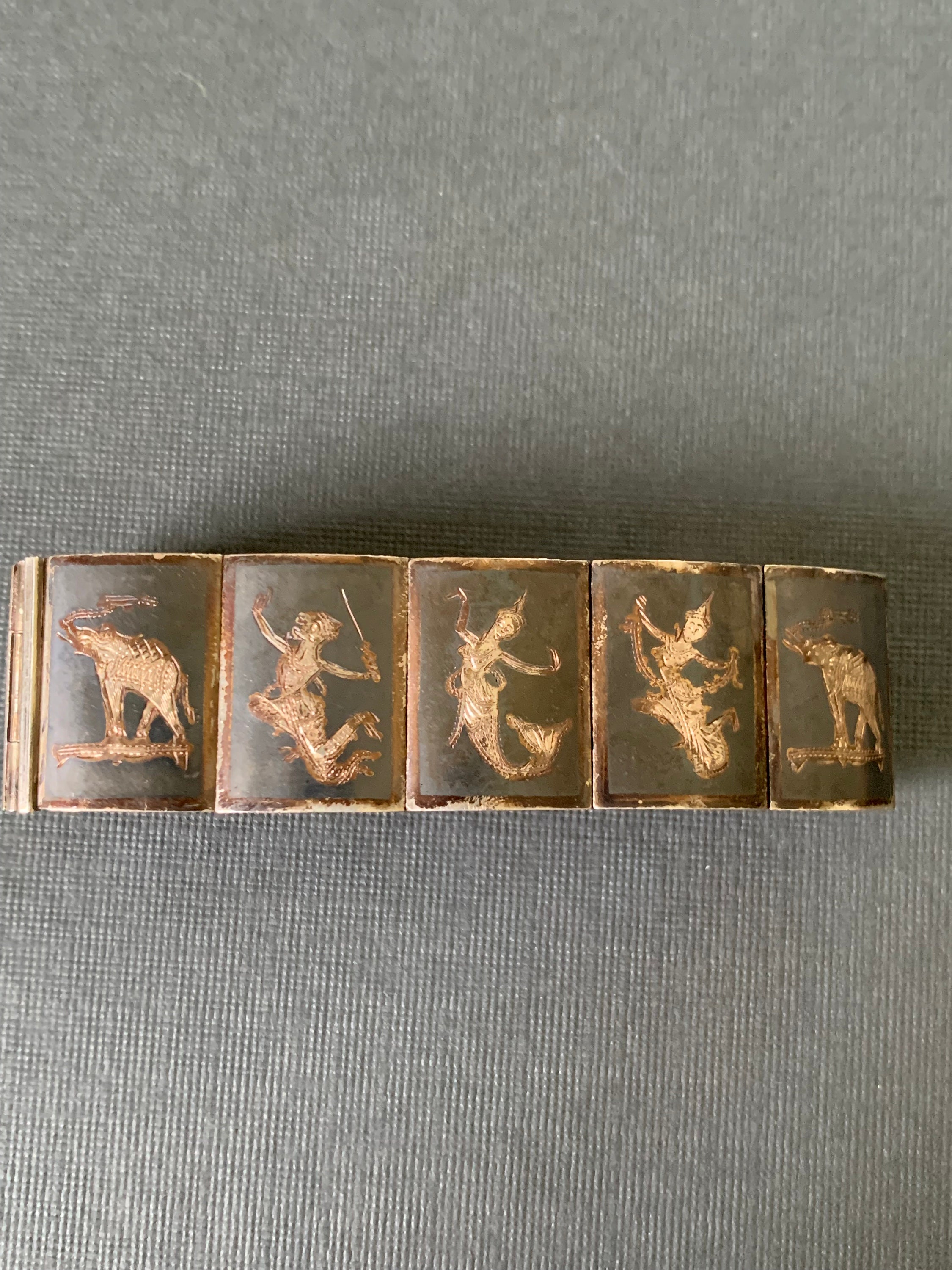 Sterling Silver Siam Dancer Bracelet, Siam Link Bracelet, Vintage Siam ...