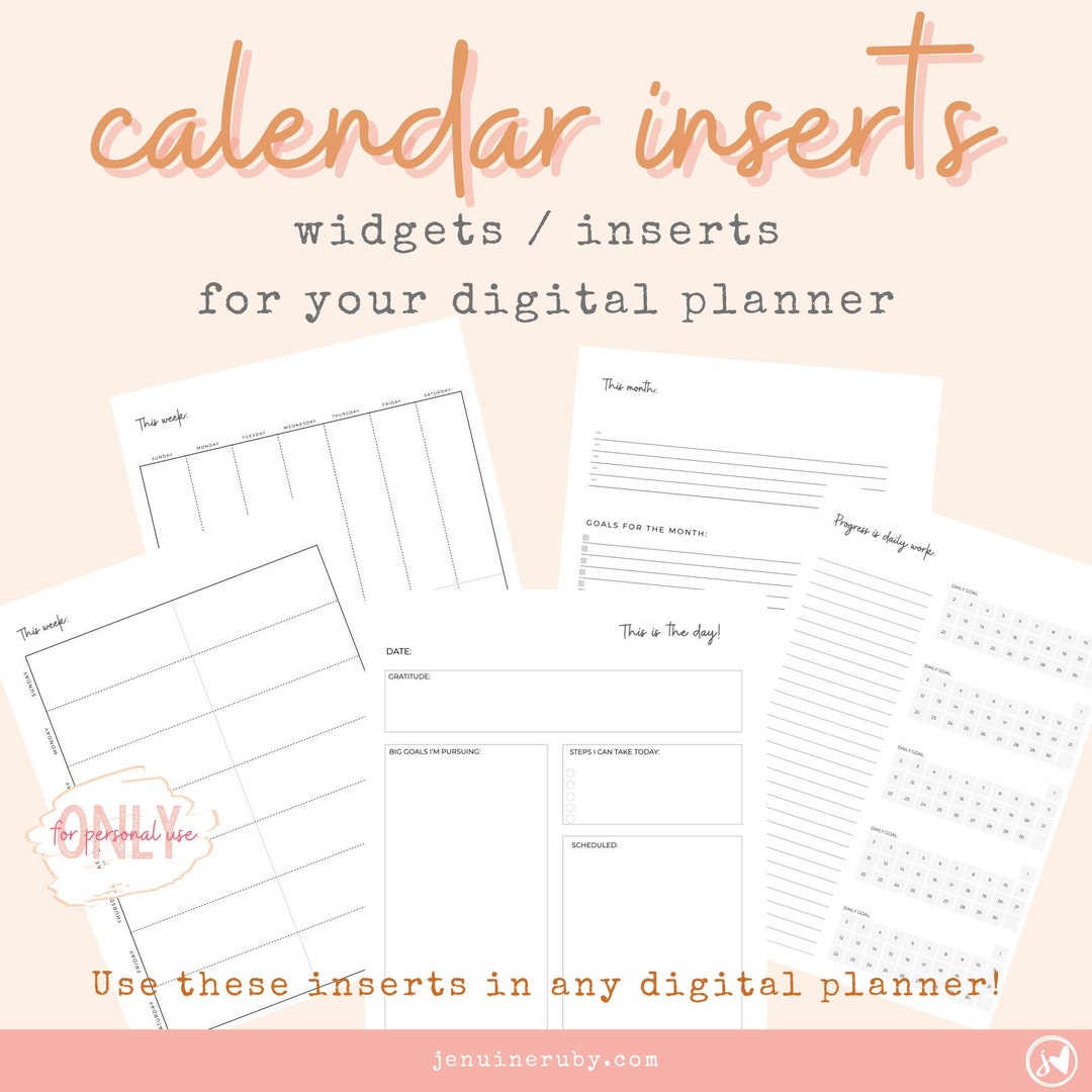 CALENDAR PAGE Bundle Digital Planner Widget / Insert Pack - Etsy