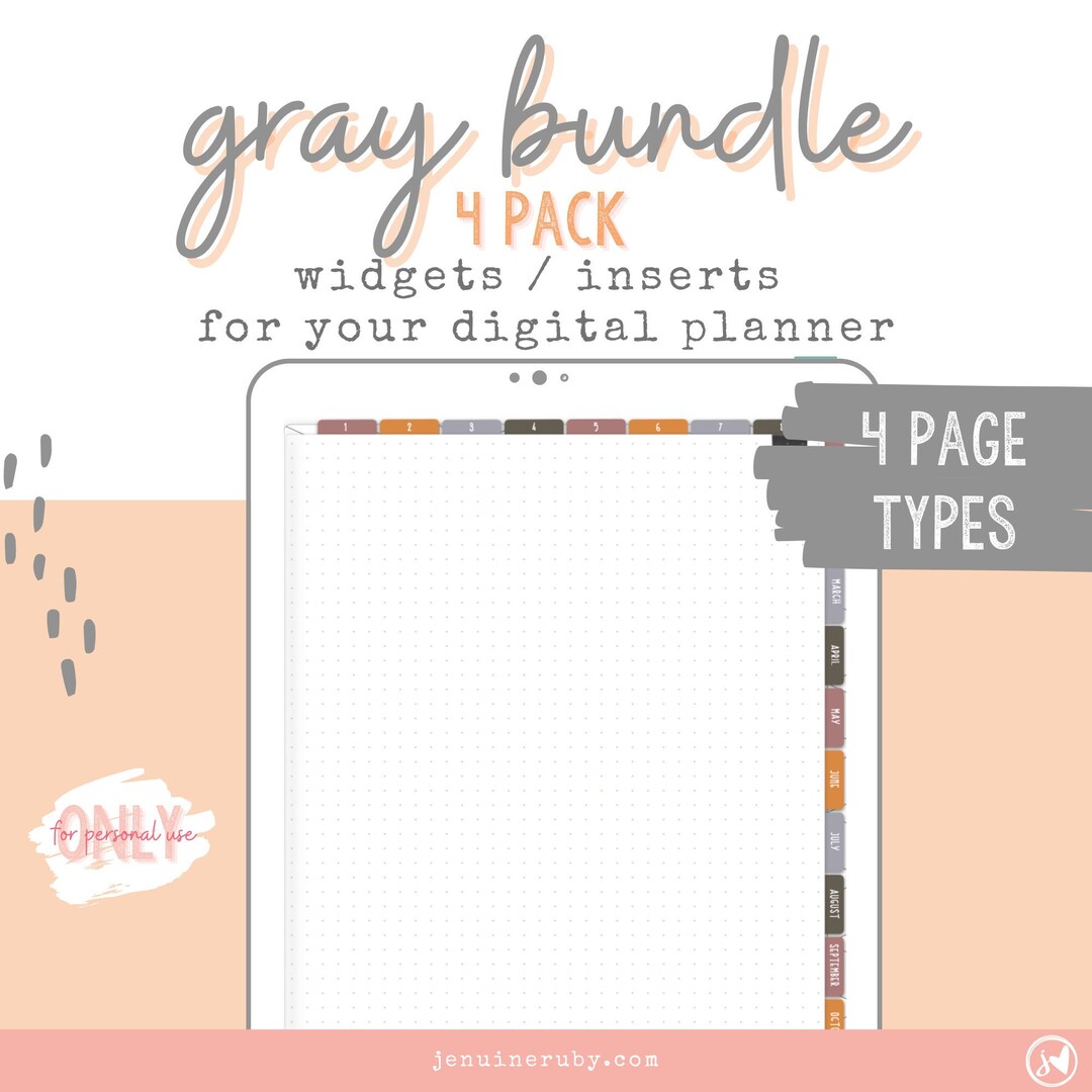 GRAY Bundle Digital Planner Widget / Insert Pack - Etsy