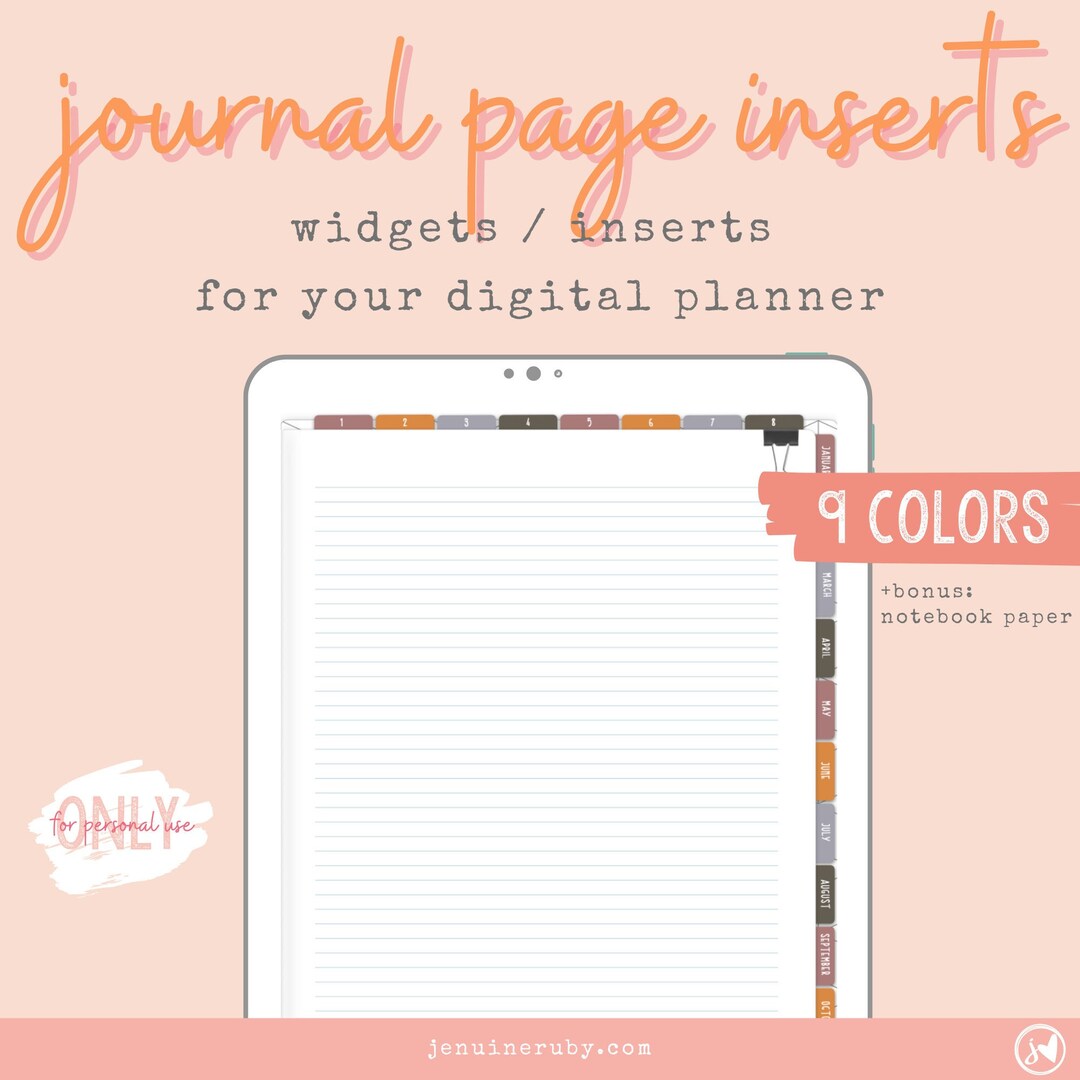 LINED JOURNAL PAGE Bundle Digital Planner Widget / Insert Pack - Etsy