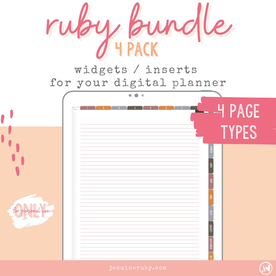 RUBY RED Bundle Digital Planner Widget / Insert Pack - Etsy